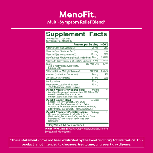 MenoFit Menopause Support for Hot Flashes, Night Sweats, & Metabolism ...