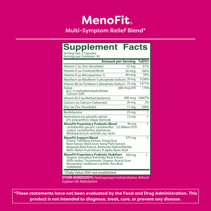 MenoFit Menopause Support for Hot Flashes, Night Sweats, & Metabolism ...
