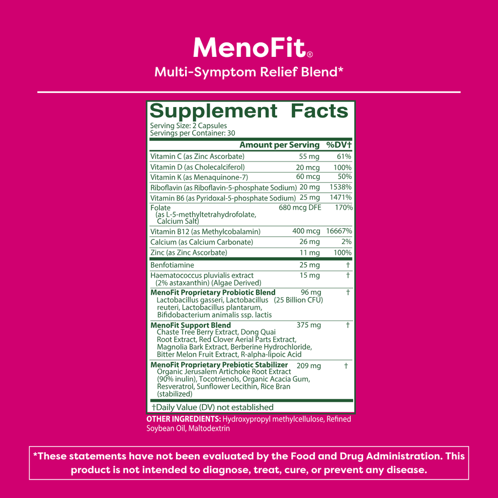 MenoFit Menopause Support for Hot Flashes, Night Sweats, & Metabolism ...